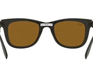 Ray-Ban RB4105 Folding Wayfarer Square Sunglasses, Military Green/Brown, 50 mm