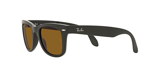 Ray-Ban RB4105 Folding Wayfarer Square Sunglasses, Military Green/Brown, 50 mm