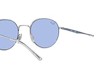 Ray-Ban RB3681 Round Sunglasses, Silver/Blue, 50 mm