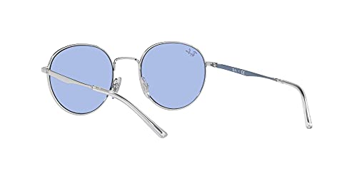 Ray-Ban RB3681 Round Sunglasses, Silver/Blue, 50 mm