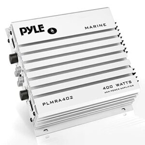 pyle hydra marine amplifier - upgraded elite series 400 watt 4 channel audio amplifier - waterproof, dual mosfet power supply, gain level controls, rca stereo input & led indicator - plmra402