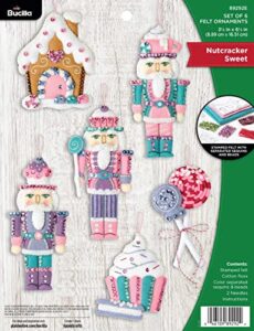 bucilla felt applique 6 piece ornament making kit, nutcracker sweet, perfect for diy arts and crafts, 89292e