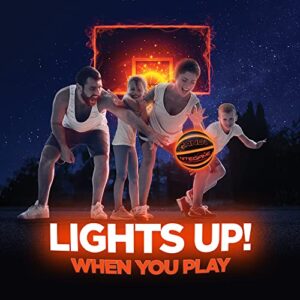 AND1 Nitegame LED Light Up Basketball - Impact Activated Glow in The Dark - Regulation Size 7 (29.5 inches), for Outdoor or Indoor Basketball, Sold Deflated, Comes in Black or Orange