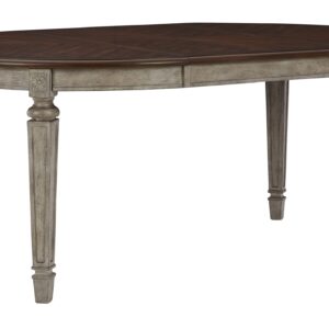 Signature Design by Ashley Londenbay Classic Farmhouse Oval Dining Room Extension Table, Brown & Gray