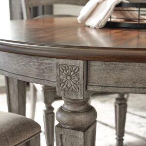 Signature Design by Ashley Londenbay Classic Farmhouse Oval Dining Room Extension Table, Brown & Gray