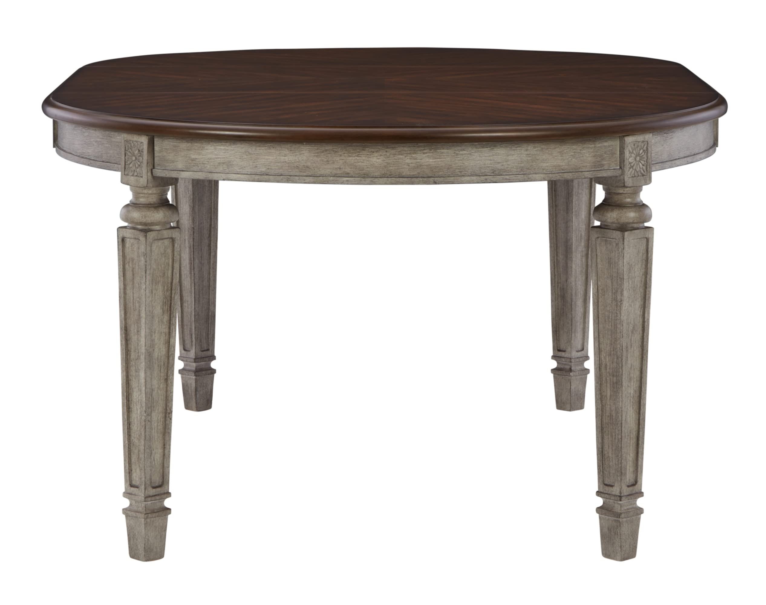 Signature Design by Ashley Londenbay Classic Farmhouse Oval Dining Room Extension Table, Brown & Gray