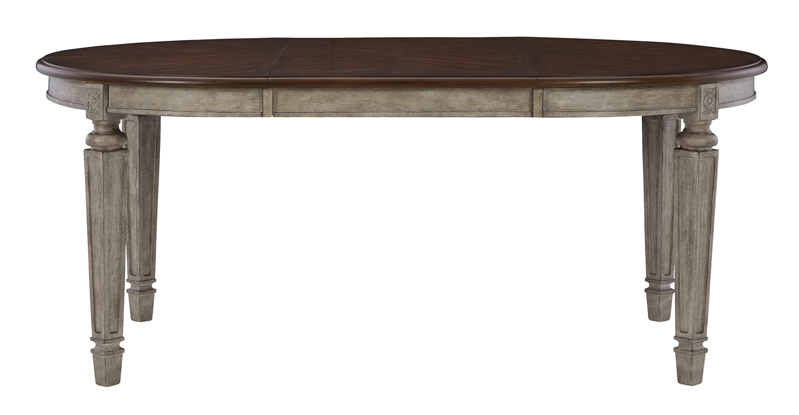 Signature Design by Ashley Londenbay Classic Farmhouse Oval Dining Room Extension Table, Brown & Gray