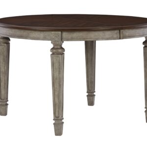 Signature Design by Ashley Londenbay Classic Farmhouse Oval Dining Room Extension Table, Brown & Gray