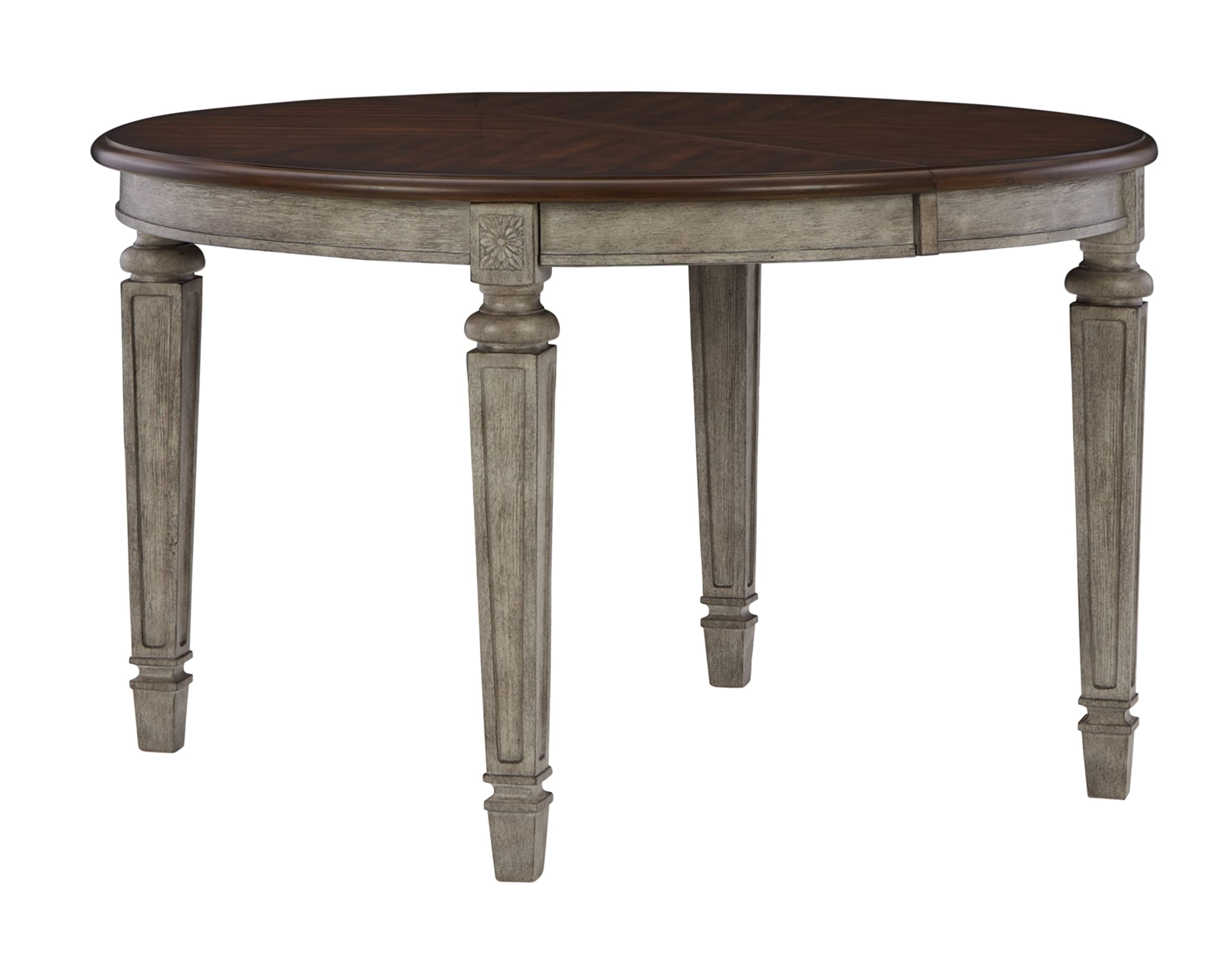 Signature Design by Ashley Londenbay Classic Farmhouse Oval Dining Room Extension Table, Brown & Gray