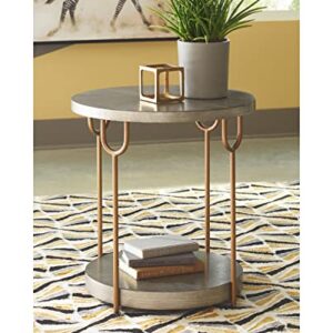 Signature Design by Ashley Ranoka Industrial Round End Table with Shelf, Gray