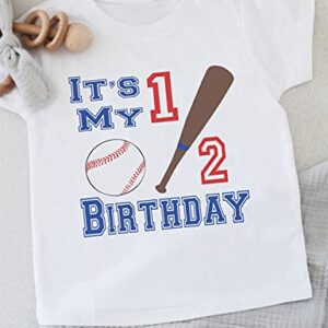 Its My Half Birthday Baseball Bodysuit or T-Shirt for Baby Boy (12M Short Sleeve Bodysuit)