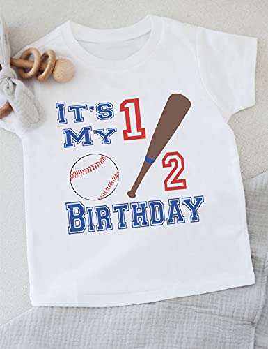 Its My Half Birthday Baseball Bodysuit or T-Shirt for Baby Boy (12M Short Sleeve Bodysuit)