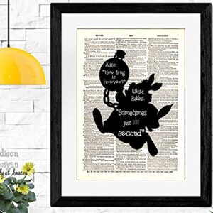 Alice In Wonderland Mad Hatter: The Secret Alice. Decor - 4 piece set - Dictionary Art Print Quotes and Sayings Print - UNFRAMED 9 X 11 inches