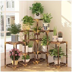 homkirt plant stand indoor outdoor, 12 tier corner shelf wood rack organizer display for multiple plants large ladder holder flower stand for living room patio porch