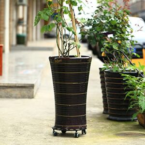 3 Pack Plant Caddy with Wheels Heavy Duty 11.8 Inches Metal Plant Stand with Wheels Plant Dolly Rolling Plant Stand Plant Roller with Casters for Indoor and Outdoor (3, Black)