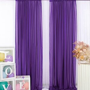 Chiffon Backdrop Curtain 29''x84'' Purple Chiffon Fabric Drapes for Wedding Ceremony 5FTx7FT Chiffon Voile Curtains 2 Panels Photography Backdrop Drapes Party Stage Backdrop (29''x84''x2pcs, Purple)