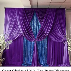 Chiffon Backdrop Curtain 29''x84'' Purple Chiffon Fabric Drapes for Wedding Ceremony 5FTx7FT Chiffon Voile Curtains 2 Panels Photography Backdrop Drapes Party Stage Backdrop (29''x84''x2pcs, Purple)