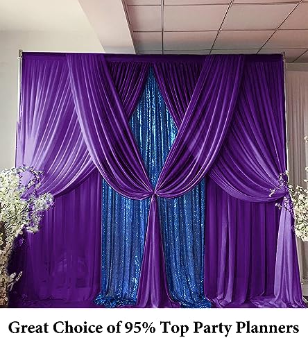 Chiffon Backdrop Curtain 29''x84'' Purple Chiffon Fabric Drapes for Wedding Ceremony 5FTx7FT Chiffon Voile Curtains 2 Panels Photography Backdrop Drapes Party Stage Backdrop (29''x84''x2pcs, Purple)