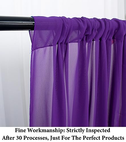 Chiffon Backdrop Curtain 29''x84'' Purple Chiffon Fabric Drapes for Wedding Ceremony 5FTx7FT Chiffon Voile Curtains 2 Panels Photography Backdrop Drapes Party Stage Backdrop (29''x84''x2pcs, Purple)