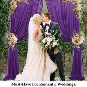 Chiffon Backdrop Curtain 29''x84'' Purple Chiffon Fabric Drapes for Wedding Ceremony 5FTx7FT Chiffon Voile Curtains 2 Panels Photography Backdrop Drapes Party Stage Backdrop (29''x84''x2pcs, Purple)