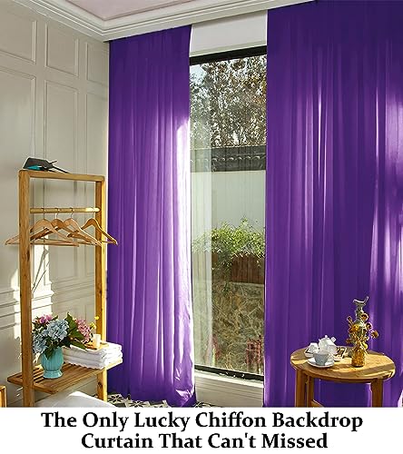 Chiffon Backdrop Curtain 29''x84'' Purple Chiffon Fabric Drapes for Wedding Ceremony 5FTx7FT Chiffon Voile Curtains 2 Panels Photography Backdrop Drapes Party Stage Backdrop (29''x84''x2pcs, Purple)