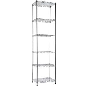 giotorent 6-tier standing shelving metal units, adjustable height wire shelf display rack for laundry bathroom kitchen 16.6” x 11.6” x 63” (6-tier-down, silver)