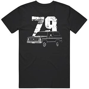 1979 k5 blazer front three quarter view with model year t shirt l black