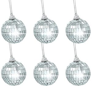 gondiane 6 pcs 2 inches disco ball ornaments silver mirror balls for christmas tree wedding party decoration