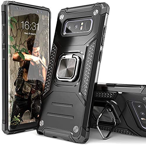 IDYStar Galaxy Note 8 Case for Men Boys, Hybrid Drop Test Cover with Car Mount Kickstand Slim Fit Protective Phone Case for Galaxy Note 8, Black