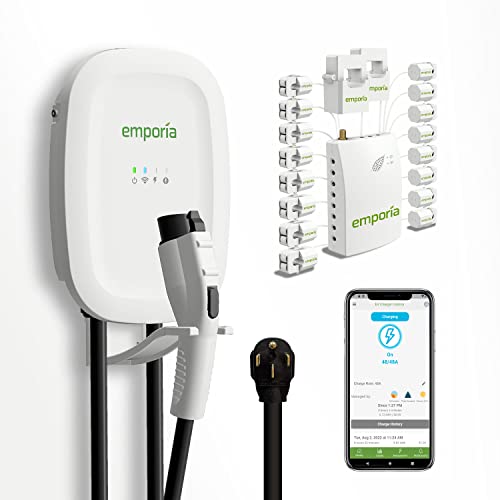 EMPORIA Smart 48 Amp Level 2 EV Charger with Home Energy Management System, Smart Home Energy Monitor with 16 Circuit Level Sensors