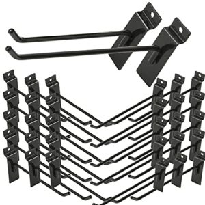 48pack 6"and 8" black slatwall hooks, heavy duty slatwall hooks & hangers for commercial retail and exhibition, 1/4”dia slatwall panel hooks metal pegboard hooks for garage shop supermarket