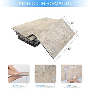 Art3d 102-Piece Peel and Stick Wall Tile for Kitchen Backsplash, Bathroom, Fireplace, 3in. × 6in. Stick on Subway Tile Stone Beige