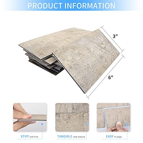 Art3d 102-Piece Peel and Stick Wall Tile for Kitchen Backsplash, Bathroom, Fireplace, 3in. × 6in. Stick on Subway Tile Stone Beige