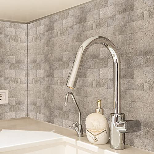 Art3d 102-Piece Peel and Stick Wall Tile for Kitchen Backsplash, Bathroom, Fireplace, 3in. × 6in. Stick on Subway Tile Stone Beige