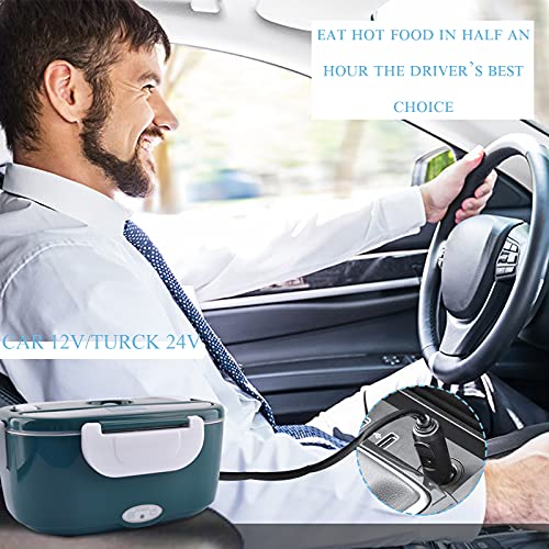 COROTC Electric Lunch Box,1.5L 3 In 1 Portable Food Warmer Lunch Box For Car And Home, 12v 24v & 110v Heated Lunch Box Includes Removable 304 Stainless Steel Tray Spoon & Fork And Carry Bag¡­