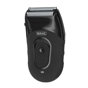 wahl compact rechargeable lithium ion shaver kit with hygienic rinseable foils & cutter bar with dual flexible foils that move with the contours of your face - 7065