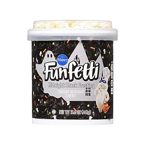 Pillsbury Funfetti Halloween Bundle, 1 of each Chocolate Slime Cake Mix and Halloween Cake Mix, 1 of each Frosting with Sprinkles, Black Chocolate and Orange Vanilla (Pack of 4) with By The Cup Spreader