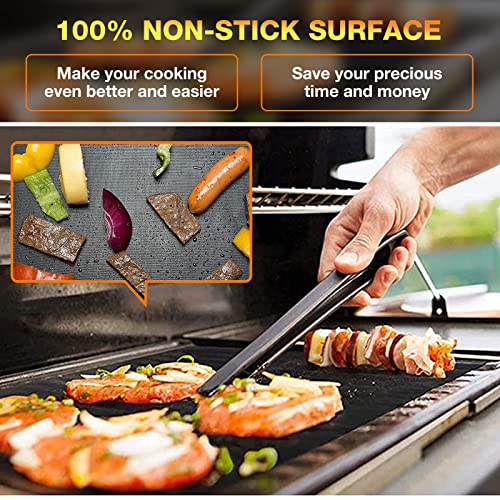 Grill Mats for Outdoor Grill Set of 6 BBQ Grill Mat Non-Stick Reusable Heavy Duty Grilling Mats Teflon Grill Sheets Grill Tools BBQ Accessories for Charcoal Grill Gas Electric Smokers Barbecue Camping