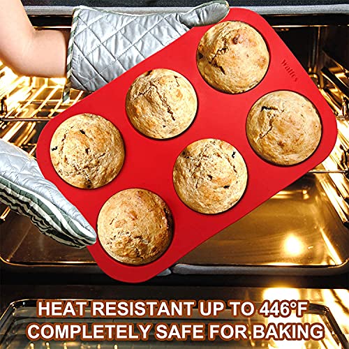 Walfos 4Pcs Silicone Mini Loaf Pan Set and 2Pcs Silicone Jumbo Texas Muffin Pan Set- Non-Stick Silicone, Just PoP Out ! Food Grade and BPA Free !