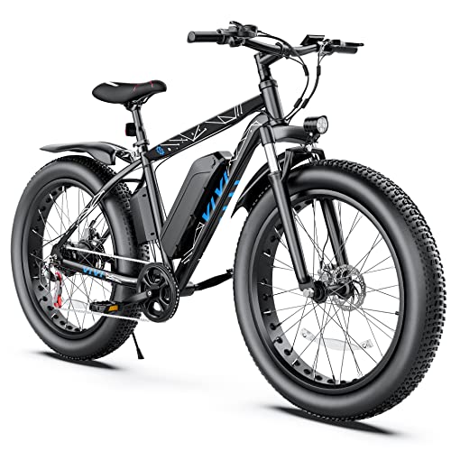 Vivi Electric Bike 26" x 4.0 Fat Tire Electric Bicycle, 48V 500W 13Ah Electric Mountain Bike, 25MPH Ebikes for Adults with Removable Lithium-Ion Battery, Professional 7 Speed