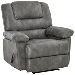 homcom manual recliner chair overstuffed single sofa with wide cushioned seat, flip-up storage armrests, 2 cup holders and oversized headrest, grey