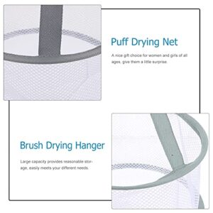 SOLUSTRE 2pcs Grey Brown Makeup Blenders Sponges Eggs Brushes Dryer Hanging Mesh Drying Rack Mini Bathroom Basket Net Cosmetic Tools Cleaning Holder Organizer