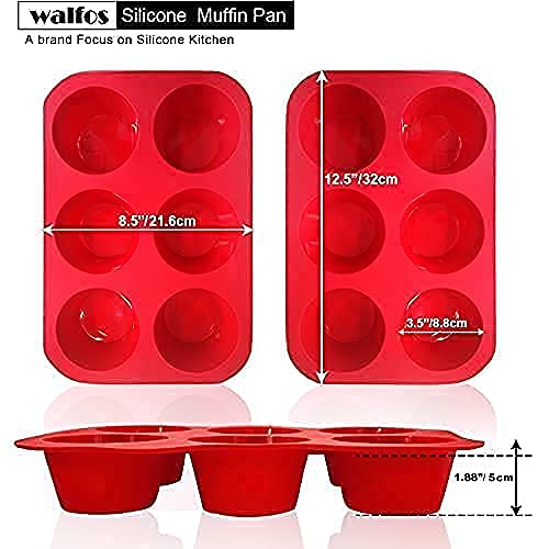 Walfos 2 Piece Silicone Loaf Pan Set and 2 Piece Silicone Texas Jumbo Muffin Pan Set- Non-Stick Silicone, Just PoP Out ! Food Grade and BPA Free !