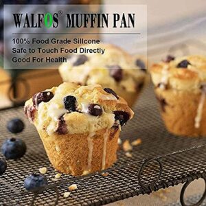 Walfos 2 Piece Silicone Loaf Pan Set and 2 Piece Silicone Texas Jumbo Muffin Pan Set- Non-Stick Silicone, Just PoP Out ! Food Grade and BPA Free !