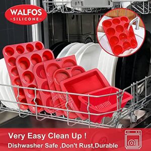 Walfos 2 Piece Silicone Loaf Pan Set and 2 Piece Silicone Texas Jumbo Muffin Pan Set- Non-Stick Silicone, Just PoP Out ! Food Grade and BPA Free !