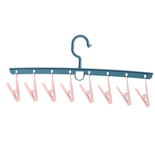 prettDliJUN Multiuses Clothing Socks Hanger with 8 Clips Antiskid Space Saving Closet Organizer Drying Rack