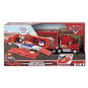 Mattel Disney Cars Toys Transforming Mack Playset, 2-in-1 Toy Truck & Tune-Up Station with Launcher, Lift & More