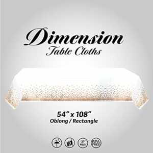 Prestee Rose/Gold Tablecloths, 4pk, 54"x108" | Gold Dot Disposable Tablecloths | Plastic Tablecloth | Rose Tablecloths | Plastic Table Cover | Paper Tablecloths for BBQ, Party, Fine Dining, Wedding