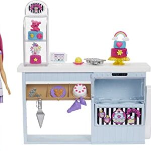 Barbie Bakery Doll & Playset with Pink-Haired Petite Doll, Baking Station, Cake-Making Molds & Dough & 20+ Accessories