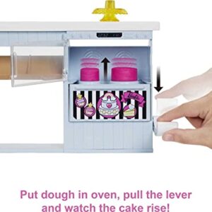 Barbie Bakery Doll & Playset with Pink-Haired Petite Doll, Baking Station, Cake-Making Molds & Dough & 20+ Accessories